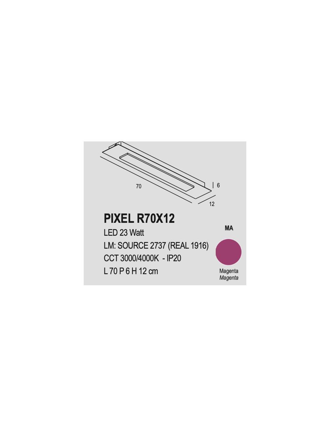 Exclusive Light Pixel R70X12 MA Lampada da soffitto parete LED 23W Magenta
